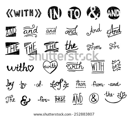 Hand Drawn Set Catchwords With And Stock Vector (Royalty Free ...