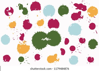Hand Drawn Set Colorful Ink Spots: vector de stock (libre de regalías ...