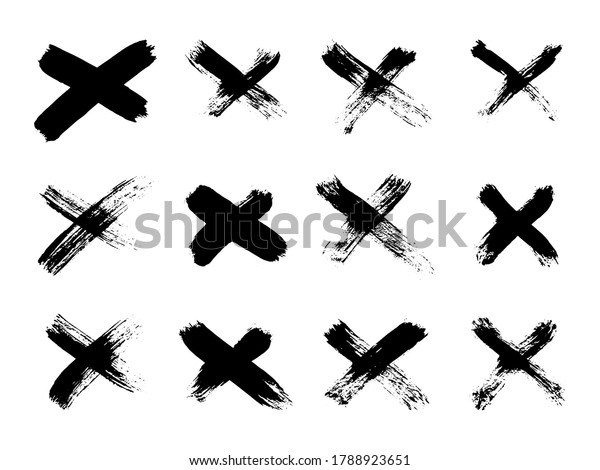 Hand Drawn Set Cross Brush Strokes Stock Vector (Royalty Free ...