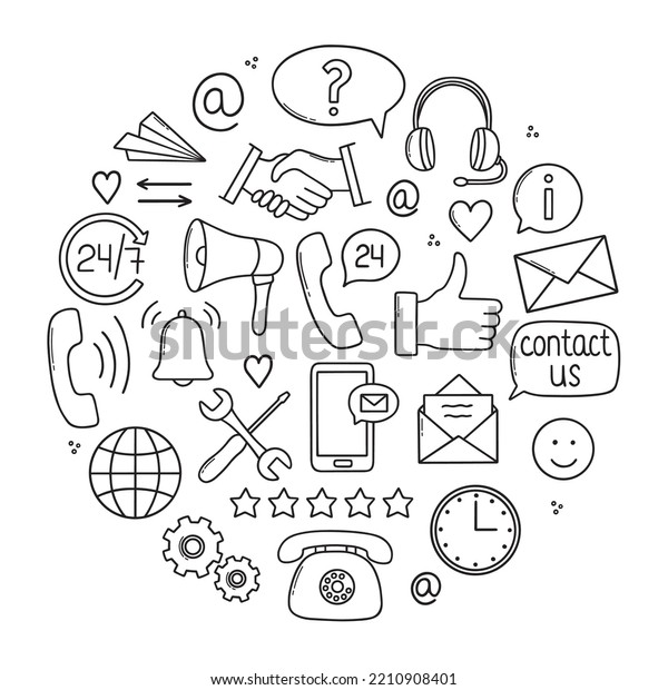 Hand Drawn Set Customer Service Doodle Stock Vector (Royalty Free ...