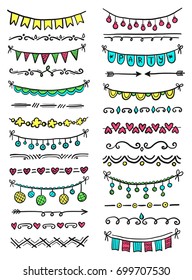 Hand Drawn Set Doodle Border Card Stock Vector (Royalty Free) 699707530 ...