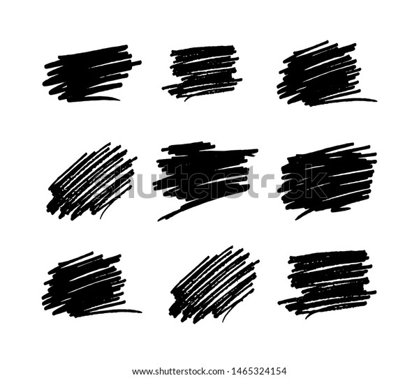 Hand Drawn Set Marker Strokes Designs Stock Vector (Royalty Free ...