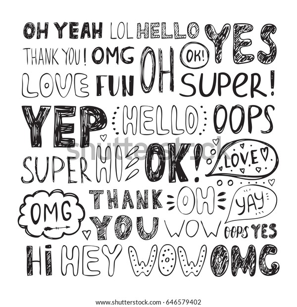 Hand Drawn Set Short Phrases On Stock Vector (Royalty Free) 646579402 ...