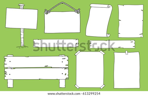 Hand Drawn Set Signs Notices Isolated Stock Vector (Royalty Free) 613299254