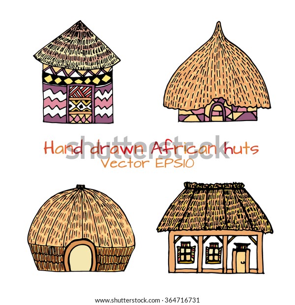 Hand Drawn Set Sketch Typical African Stock Vector (Royalty Free) 364716731