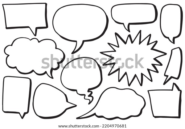 Hand Drawn Set Speech Bubbles Isolated Stock Vector Royalty Free