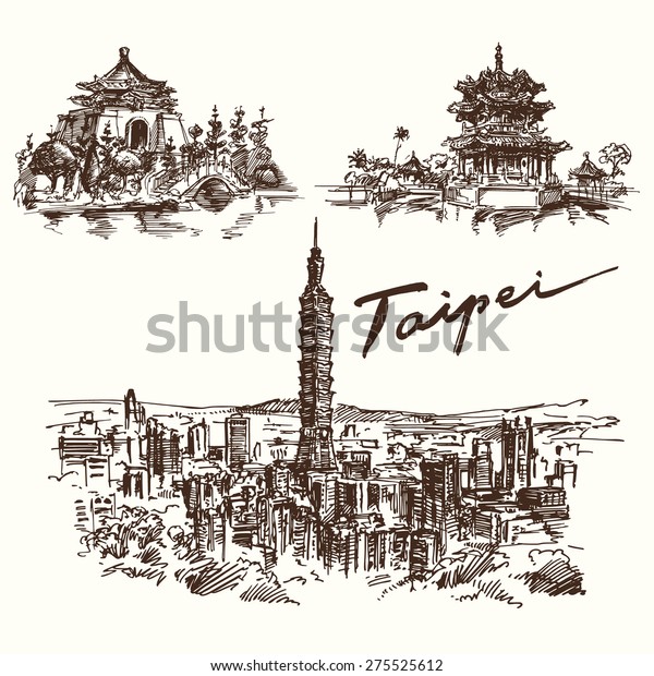 Hand Drawn Set Taipei Stock Vector (Royalty Free) 275525612 | Shutterstock