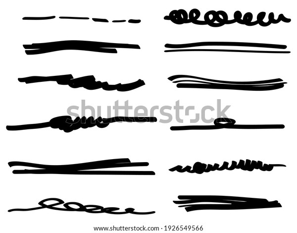 Hand Drawn Set Underline Curly Swishes Stock Vector (Royalty Free ...