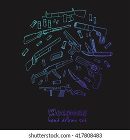 Hand Drawn Set Weapons Isolated Vector Stock Vector (Royalty Free ...