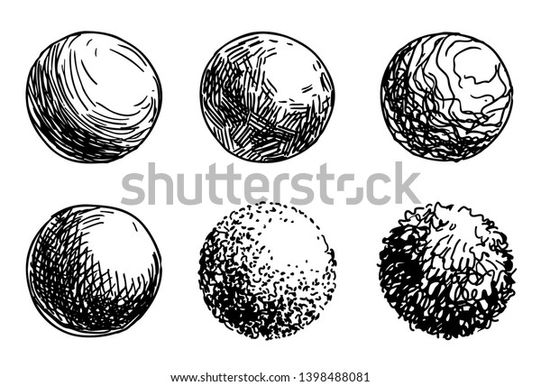 Hand Drawn Shaded Spheres Simple Black Stock Vector (Royalty Free ...