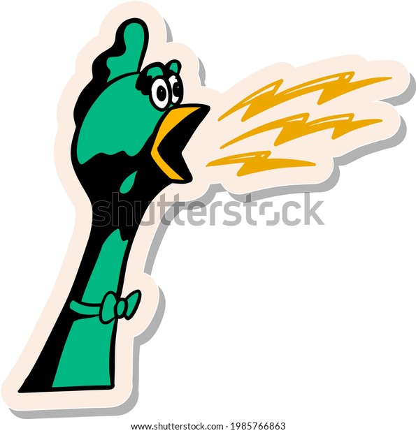 Hand Drawn Shouting Chicken Sticker Style Stock Vector (Royalty Free ...