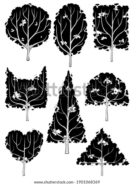 Hand Drawn Side View Tree Vector Stock Vector (Royalty Free) 1901068369 ...