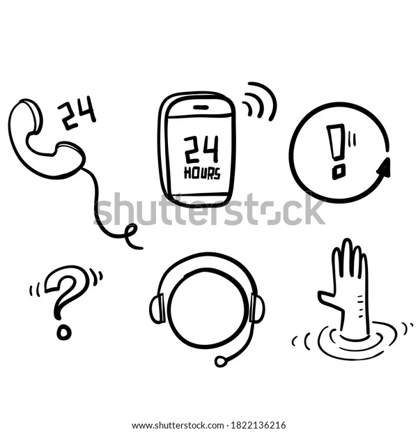 Hand Drawn Simple Set Help Support Stock Vector (Royalty Free ...