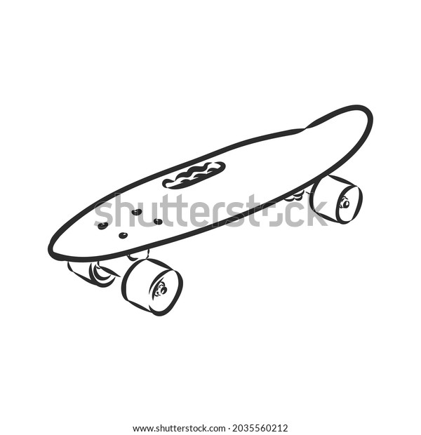 Hand Drawn Skateboard Skateboard Longboard Vector Stock Vector (Royalty ...