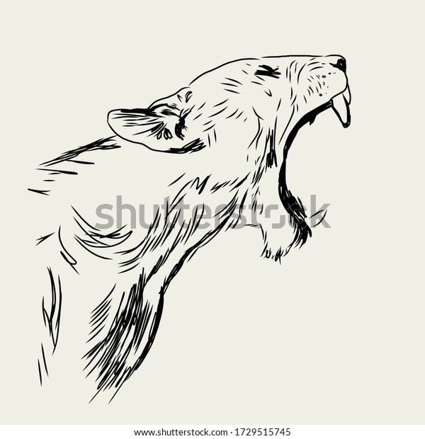 Hand Drawn Sketch About Roaring Lion Stock Vector (Royalty Free ...