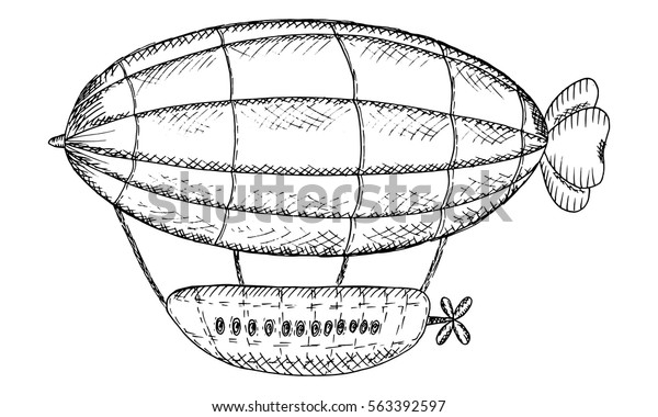 Hand Drawn Sketch Airship Vector Illustration Stock Vector (Royalty ...