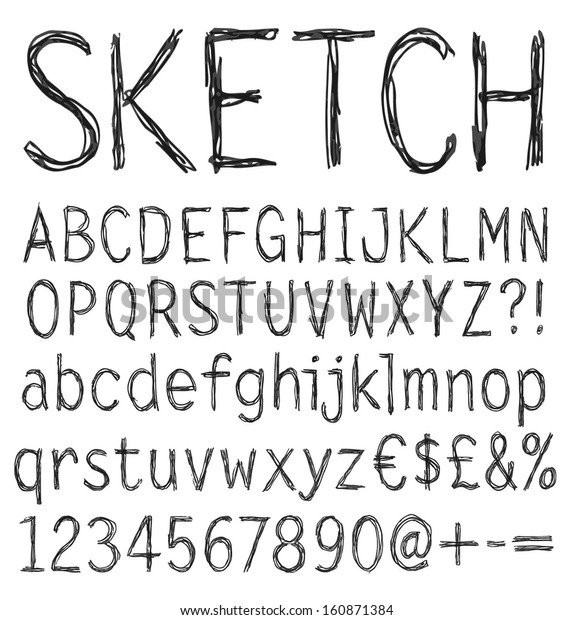 Hand Drawn Sketch Alphabet Vector Illustration Stock Vector (Royalty ...
