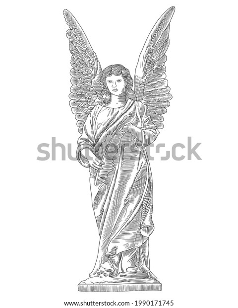 Hand Drawn Sketch Angel Statue Vector Stock Vector (Royalty Free ...