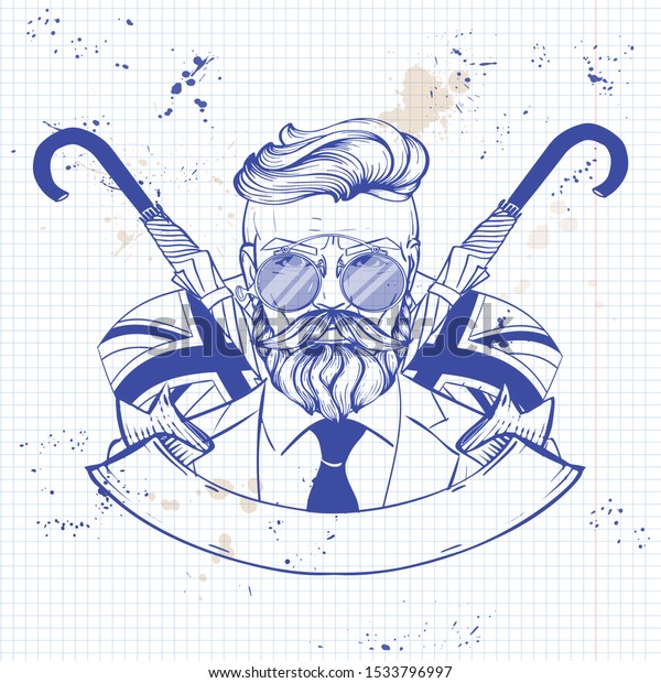 Hand Drawn Sketch British Man Beard Stock Vector (Royalty Free ...
