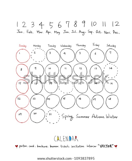 Hand Drawn Sketch Calendar Vector Stock Vector (Royalty Free ...