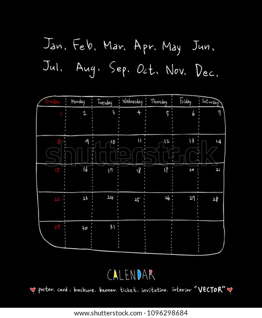 Hand Drawn Sketch Calendar Vector Stock Vector (Royalty Free) 1096298684