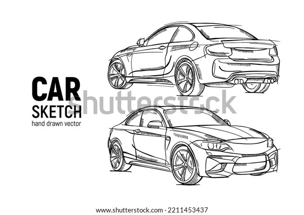 Hand Drawn Sketch Car Vector Set Stock Vector (Royalty Free) 2211453437 ...