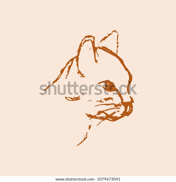 Hand Drawn Sketch Cat Head Line Stock Vector (Royalty Free) 1079673041 ...