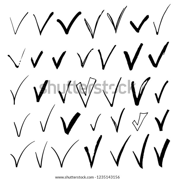 Hand Drawn Sketch Check Mark Tick 库存矢量图（免版税）1235143156 | Shutterstock