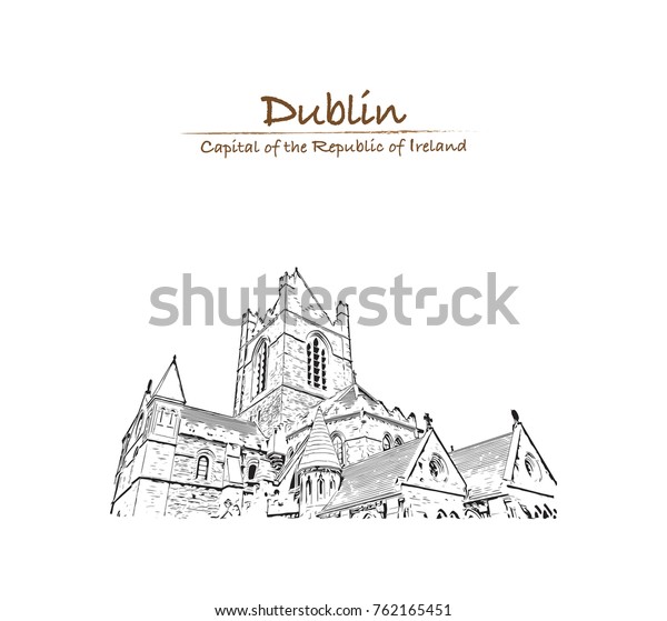 Hand Drawn Sketch Christ Church Cathedral Stock Vector (Royalty Free ...