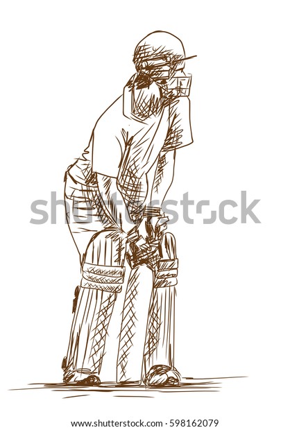 Hand Drawn Sketch Cricket Player Playing Stock Vector (Royalty Free ...
