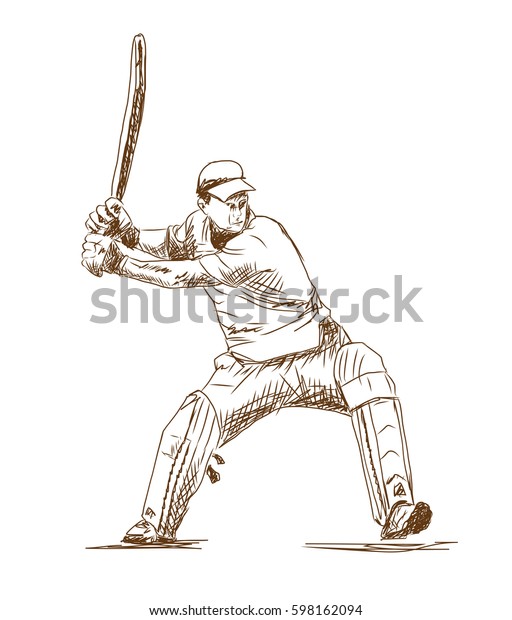 Hand Drawn Sketch Cricket Player Playing Stock Vector (Royalty Free ...