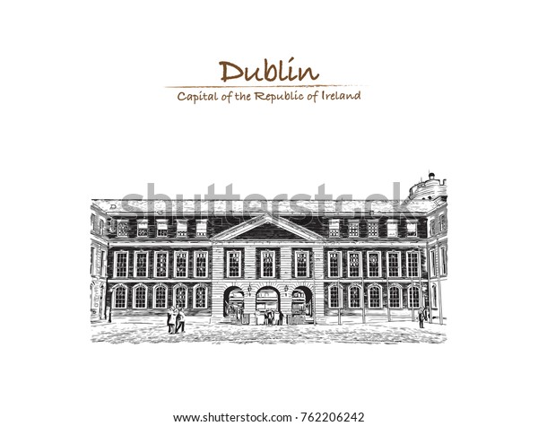 Hand Drawn Sketch Dublin Castle Off Stock Vector (Royalty Free ...