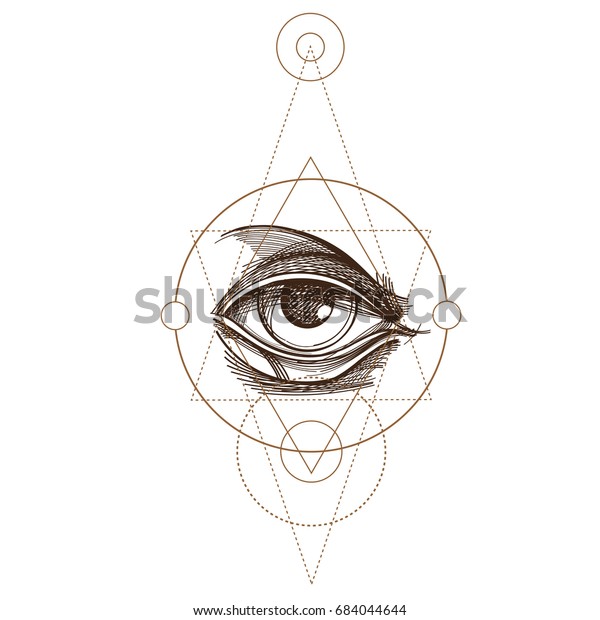 Hand Drawn Sketch Eye Providence All Stock Vector (Royalty Free) 684044644