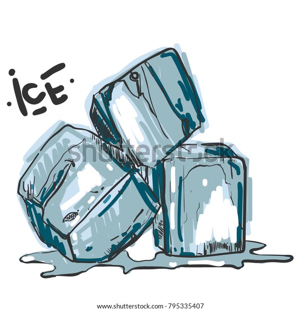 Hand Drawn Sketch Ice Cube Eco Stock Vector (Royalty Free) 795335407 ...