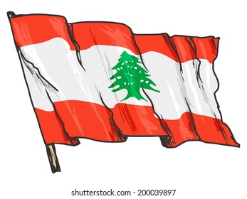 Hand Drawn Sketch Illustration Flag Lebanon Stock Vector (Royalty Free ...