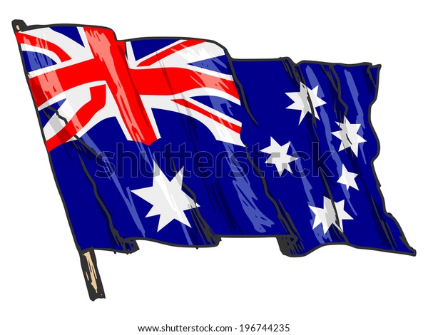 Hand Drawn Sketch Illustration Flag Australia Stock Vector (Royalty ...