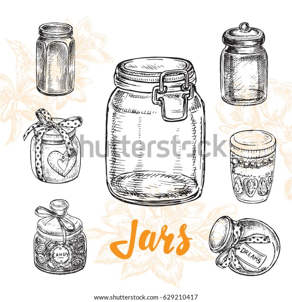 Hand Drawn Sketch Illustration Jars Stock Vector (Royalty Free) 629210417