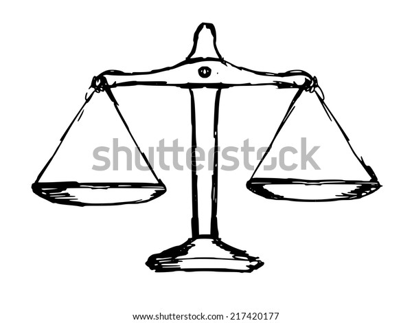 Hand Drawn Sketch Illustration Justice Scales Stock Vector (Royalty ...