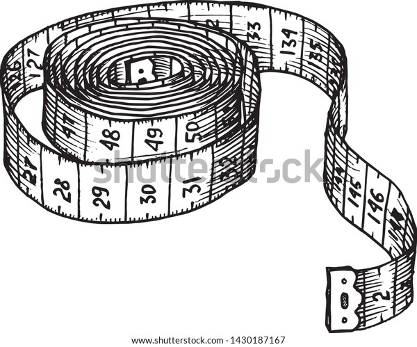 Hand Drawn Sketch Illustration Measuring Tape Stock Vector (Royalty ...