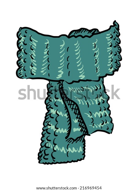 Hand Drawn Sketch Illustration Wool Scarf Stock Vector (Royalty Free ...