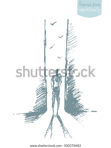 Hand Drawn Sketch Man Standing Front Stock Vector (Royalty Free ...