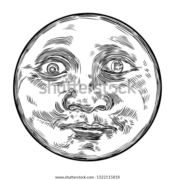 Hand Drawn Sketch Moon Human Like Stock Vector (Royalty Free ...