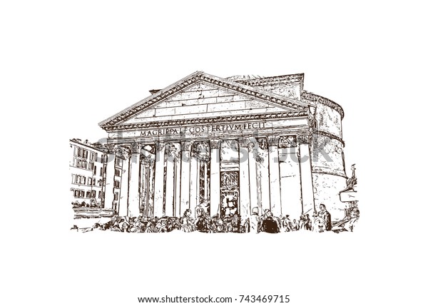 Hand Drawn Sketch Pantheon Former Roman Stock Vector (Royalty Free ...