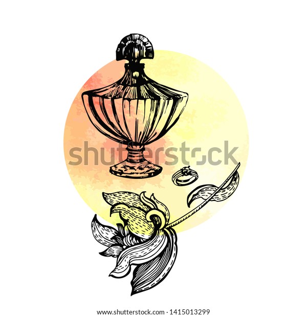 Hand Drawn Sketch Perfume Bottle Manual Stock Vector (Royalty Free ...
