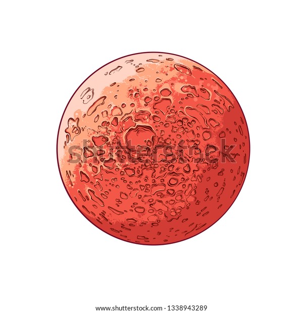 Hand Drawn Sketch Planet Mars Color Stock Vector (Royalty Free ...