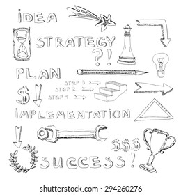 Hand Drawn Sketch Project Management Signs Stock Vector (Royalty Free ...