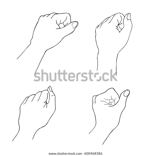 Hand Drawn Sketch Set Clenched Fists Stock Vector (Royalty Free) 600468386