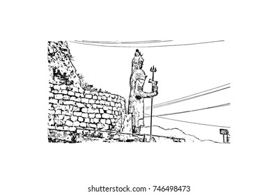 Hand Drawn Sketch Shiva Rishikesh Uttarakhand Stock Vector (Royalty ...