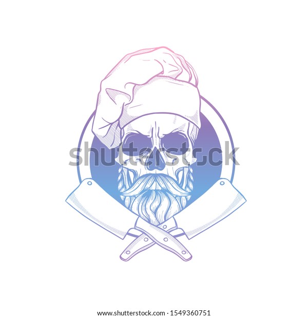 Hand Drawn Sketch Skull Cooks Hat Stock Vector (Royalty Free ...