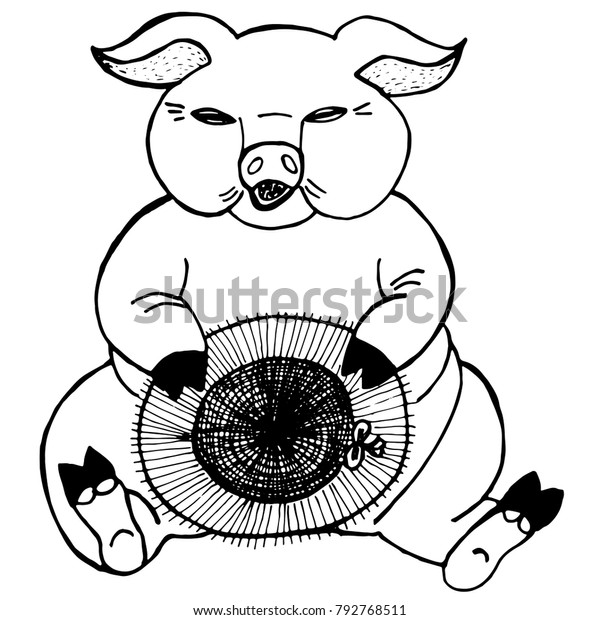 Hand Drawn Sketch Style Pig Hat Stock Vector (Royalty Free) 792768511 ...